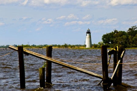 Madisonville Light House along the shore of Lake Pontchartrain in ...
