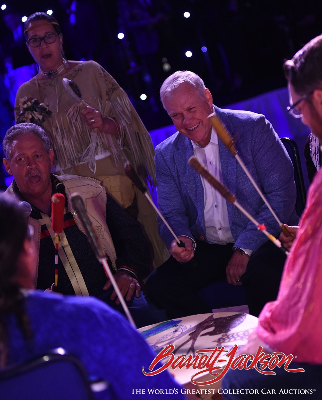 Craig Jackson tries out the tribal drum.