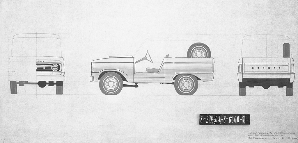 Early Bronco drawing by McKinley Thompson Jr., a Ford designer who ...