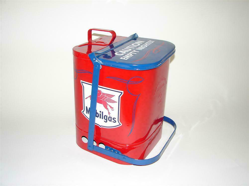 Choice 1940s Mobil Oil service department oil rag storage can