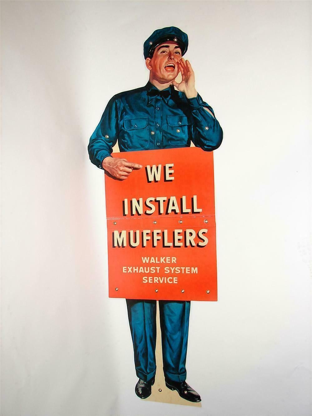 Large N.O.S. 1950s Walker Muffler Systems die-cut cardboard service ...