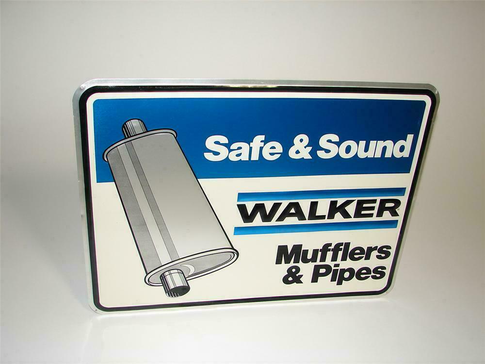 N.O.S. Walker Muffler and Pipes embossed tin garage sign with