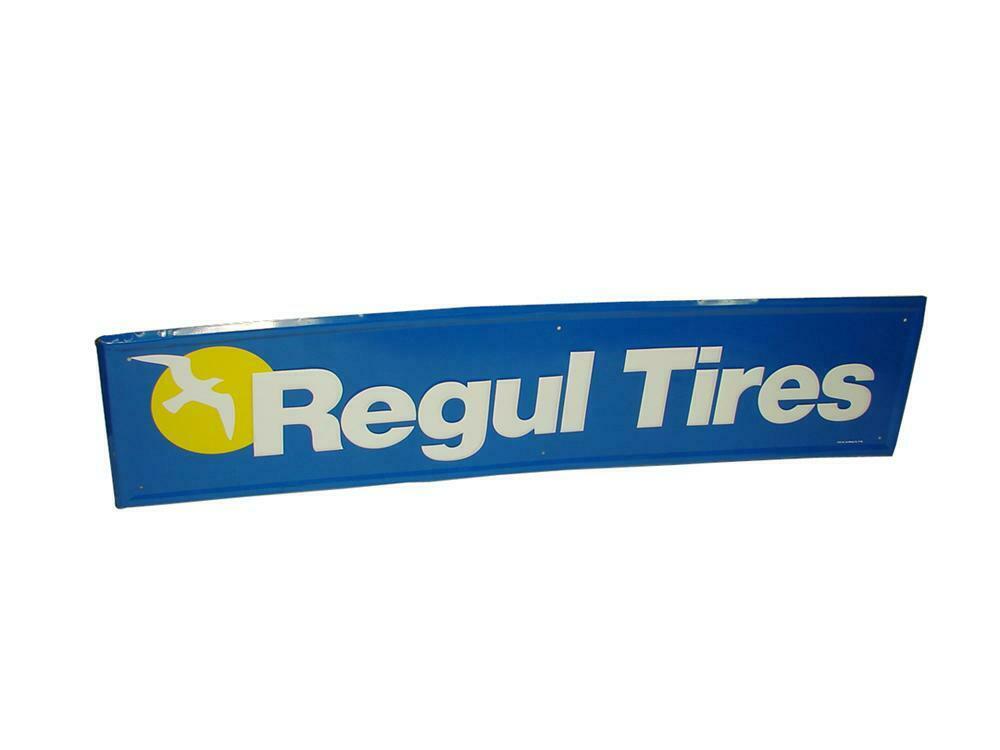 N.O.S. Regul Tires tin painted garage sign with Sea Gull grap