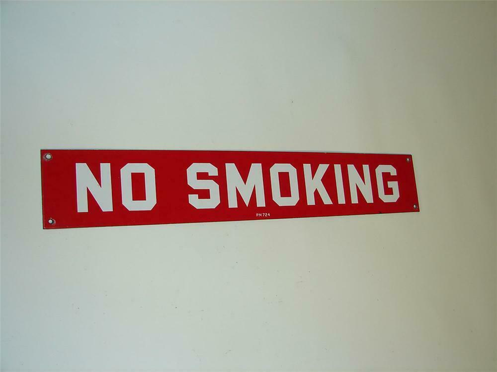 1950s "No Smoking" service station porcelain sign. - Front 3/4 - 108367