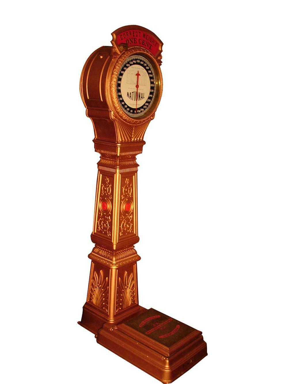 Amazing 1905 National coin-operated drug store penny scale.