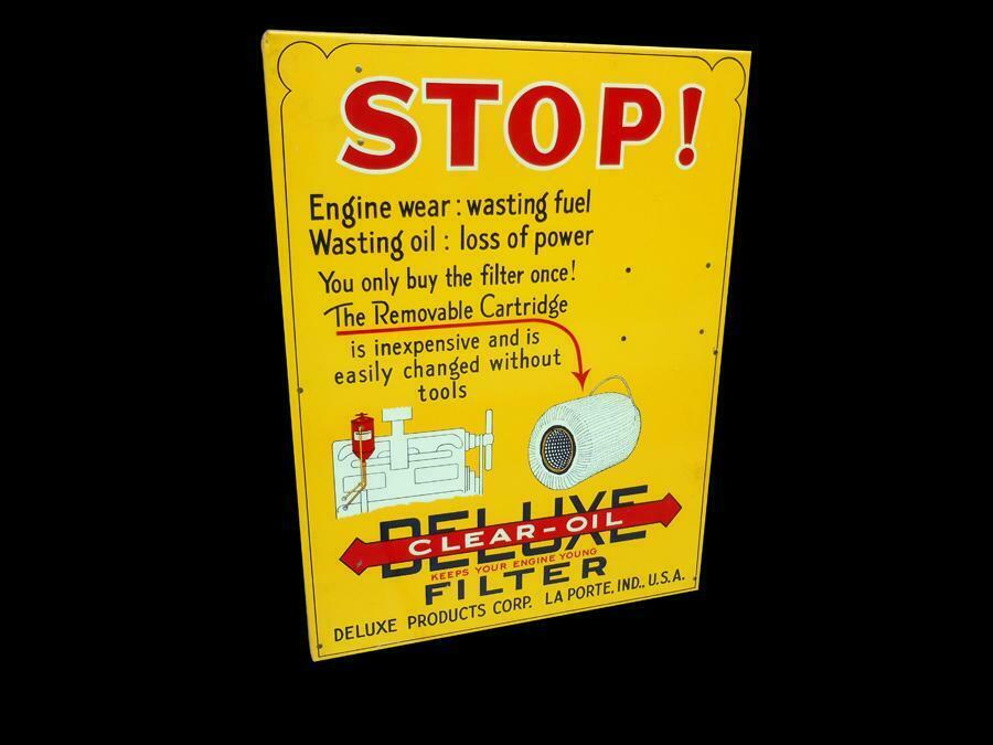 Unique N.O.S. 1930s Clear-On Deluxe Oil Filter display. Compl