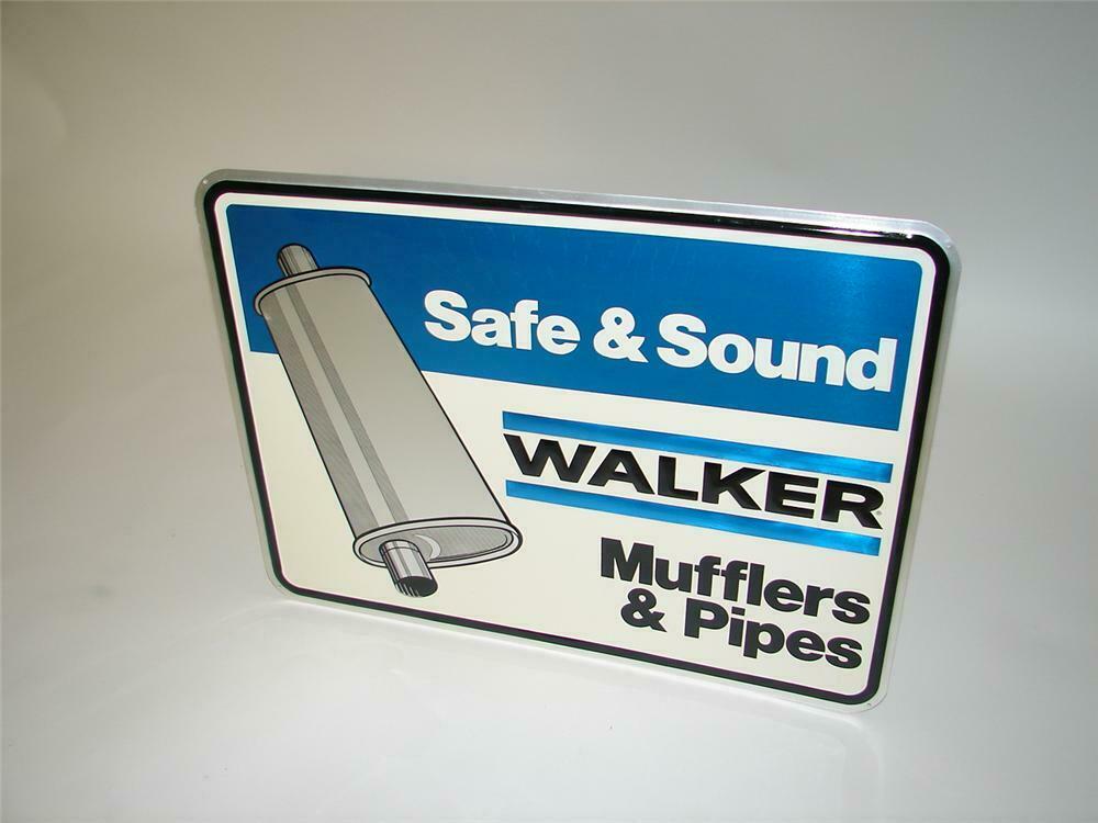 N.O.S. Walker Mufflers embossed tin garage sign with muffler graphic ...