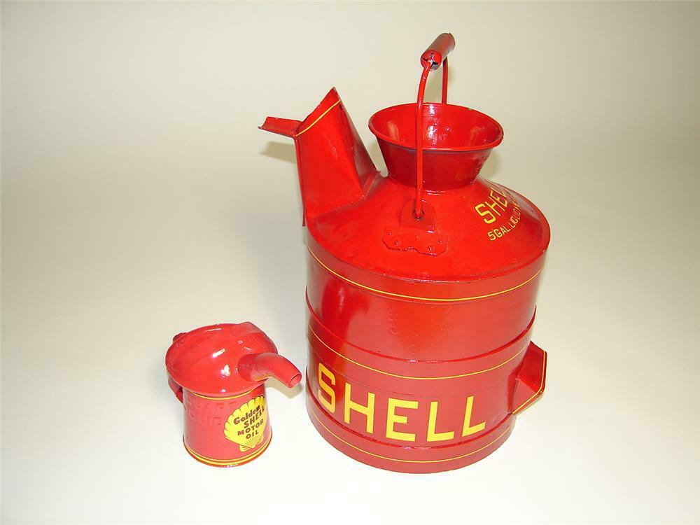 Lot of two vintage Shell Oil restored service department cans