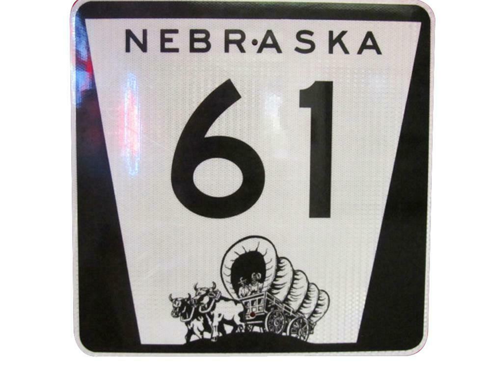 Highly desirable vintage Nebraska 61 metal highway road sign