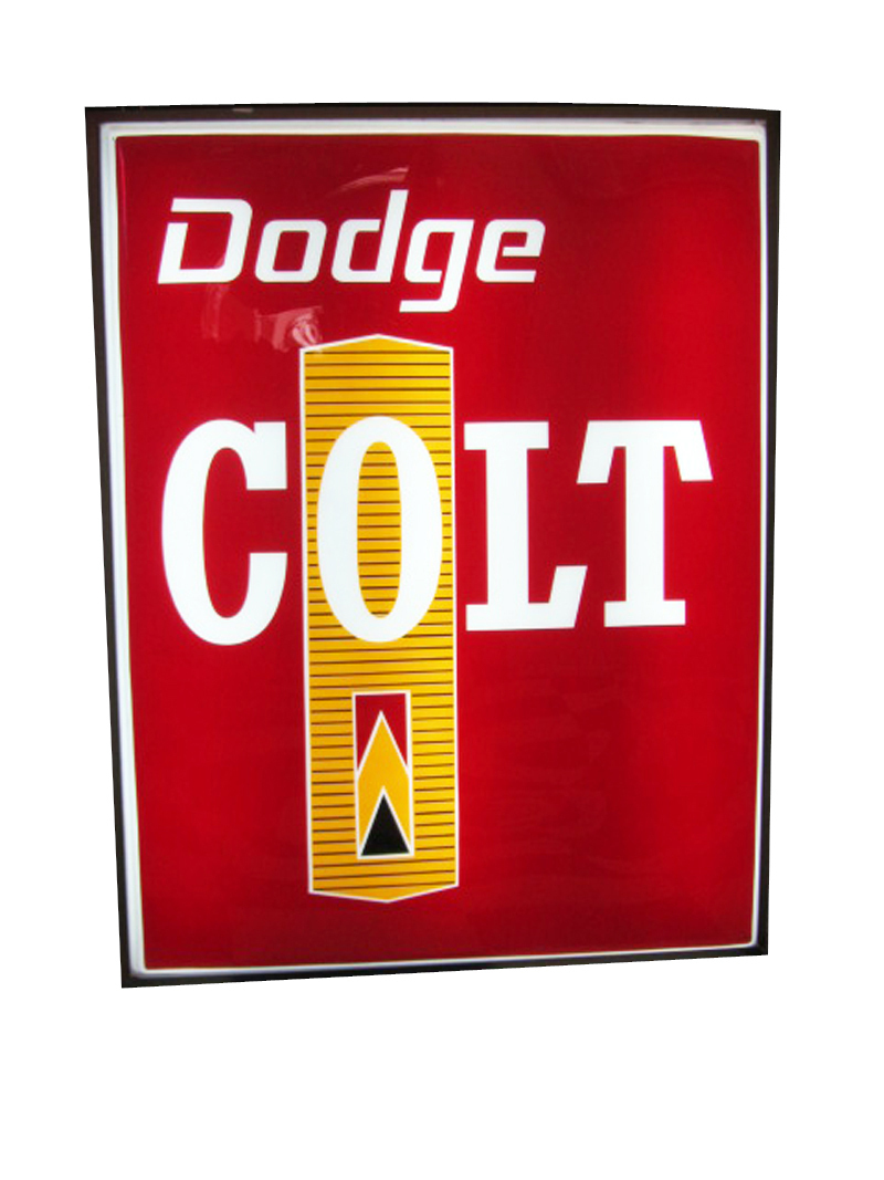 Large vintage 1970s Dodge Colt light-up dealership sign. Ligh
