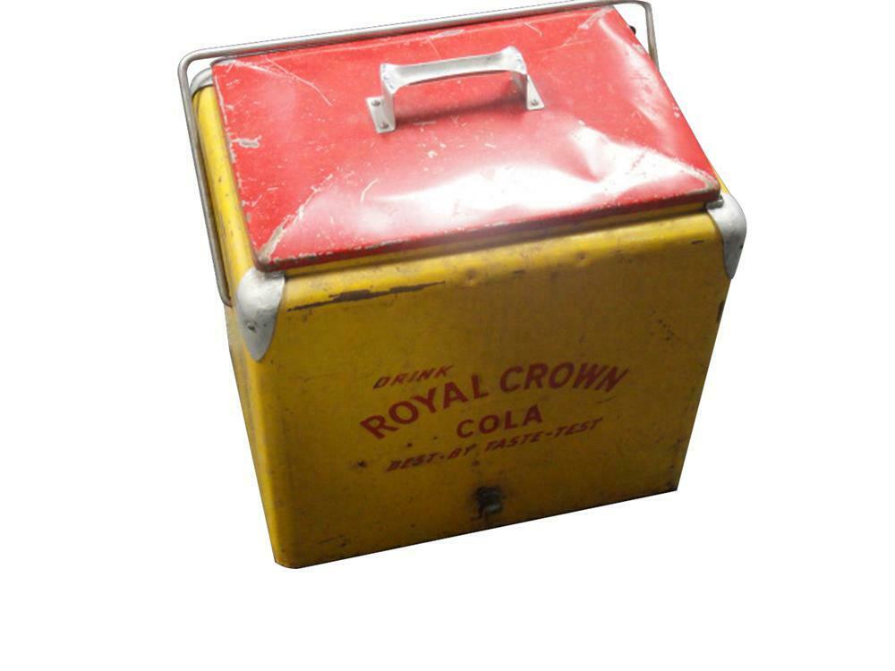 Hard to find 1950s RC Cola embossed pressed metal hand cooler