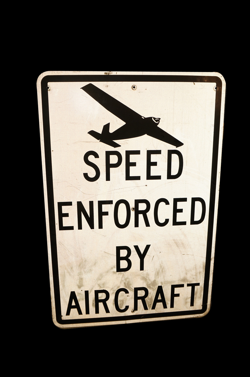 Vintage Speed Enforced By Aircraft metal highway road sign with ...