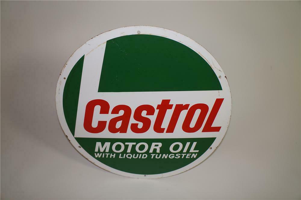1960s Castrol Motor Oil "with Liquid Tungsten" single-sided tin painted ...