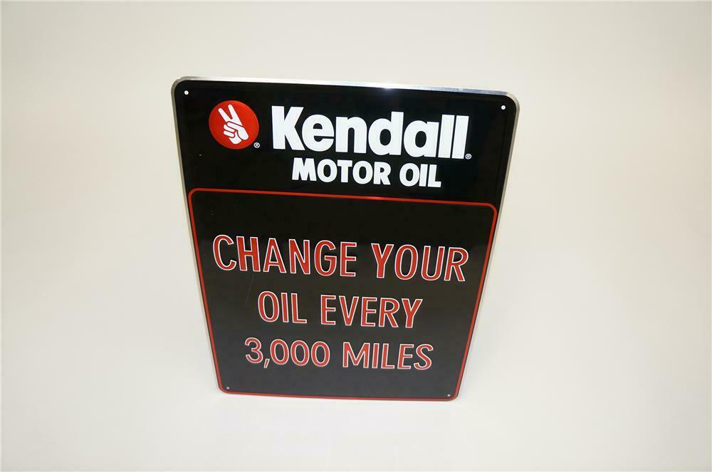 N.O.S. Kendall Motor Oil 'Change Your Oil' embossed tin garag