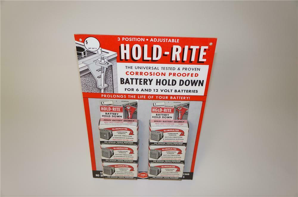 N.O.S. 1950s Hold-Rite Battery Hold Down counter-top display