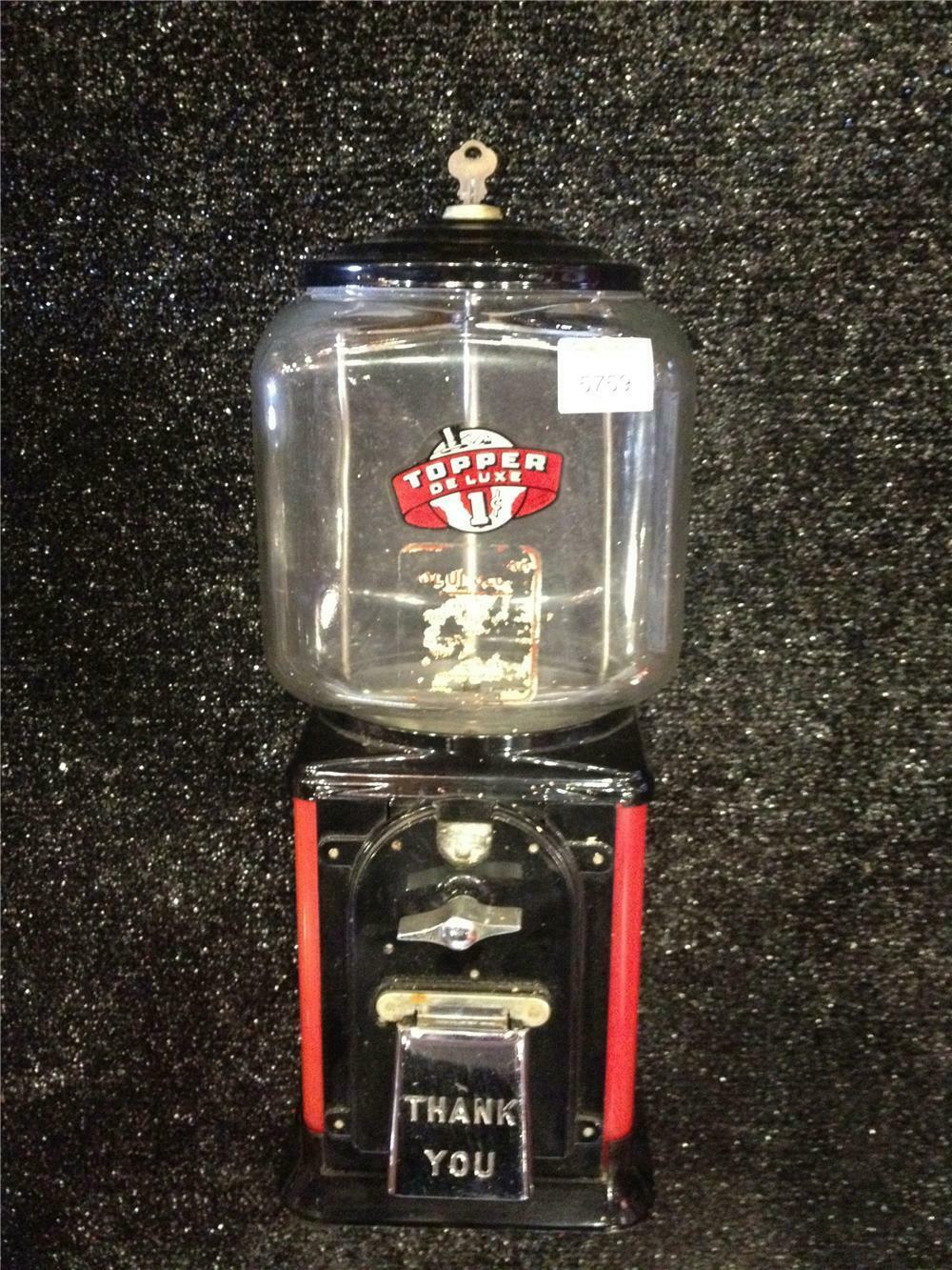 All original 1950s Topper 1 cent gumball machine with glass g