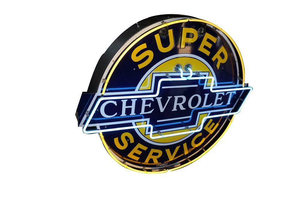 Fantastic 1950s Chevrolet neon porcelain dealership sign.