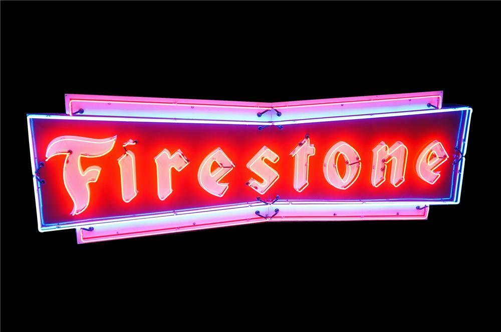 Large 1950s Firestone Tires single-sided porcelain sign with