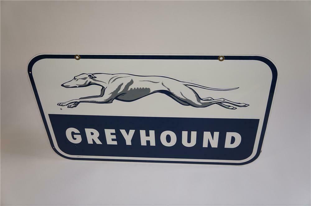 Beautiful 1950s Greyhound Bus Lines double-sided porcelain de
