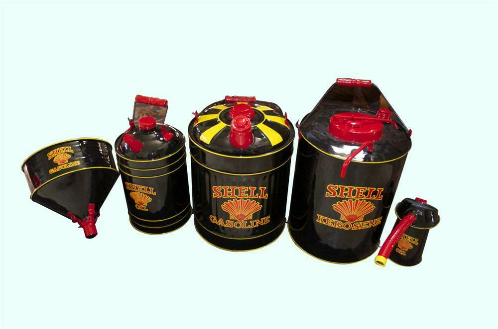 1930s Shell Oil and Gas can collection restored in the origin