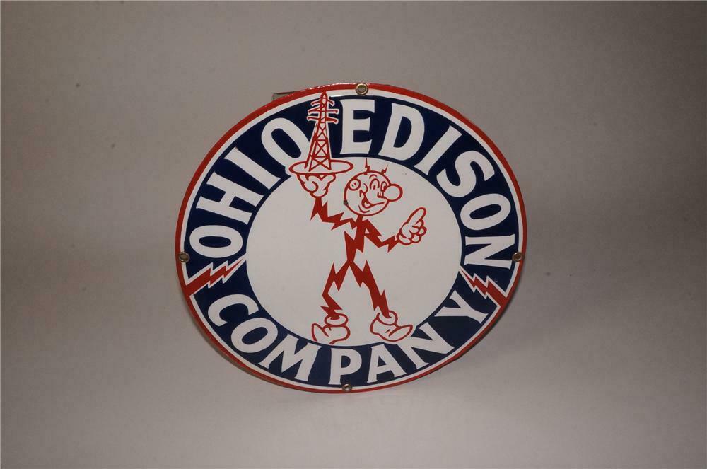 Spectacular 1930's Ohio Edison Electric Company porcelain sig