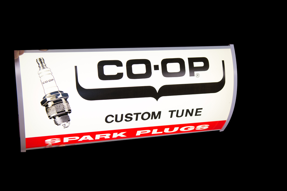 N.O.S. vintage Co-op spark plugs lighted automotive garage sign with ...