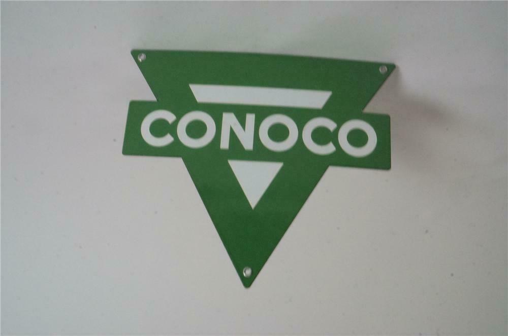 N.O.S. 1950's Conoco Gasoline porcelain pump plate sign.