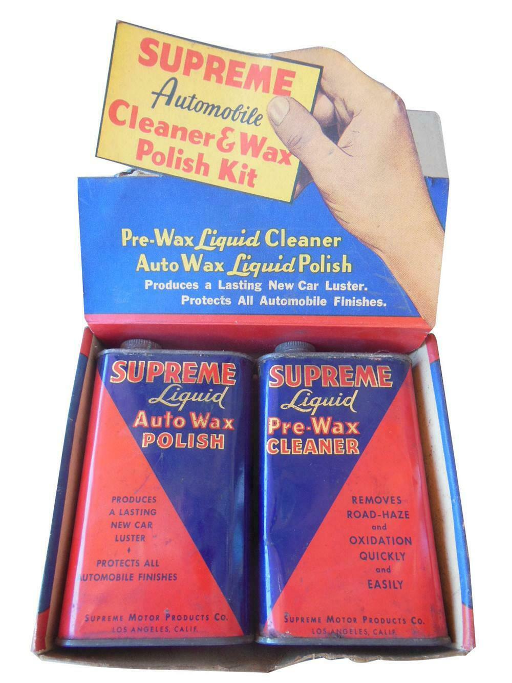 Wonderful 1930's-40's Supreme Automobile Cleaner and Wax Poli