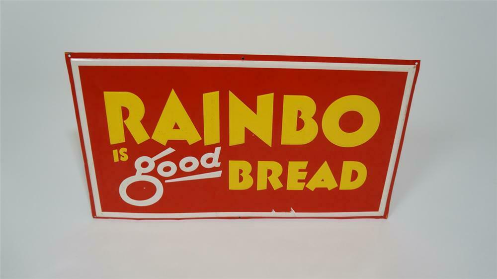 N.O.S. 1950's Rainbo Is Good Bread single-sided embossed tin