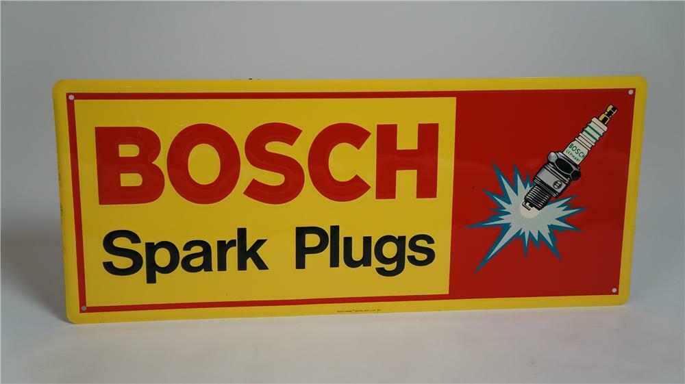 N.O.S. Bosch Spark Plugs embossed tin automotive garage sign