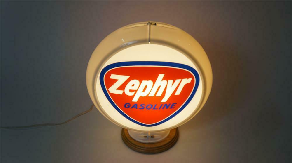 Scarce 1950's Zephyr Gasoline glass lensed gas pump globe in