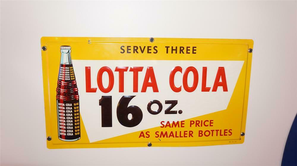 N.O.S. 1959 Lotta Cola single-sided embossed tin horizontal s