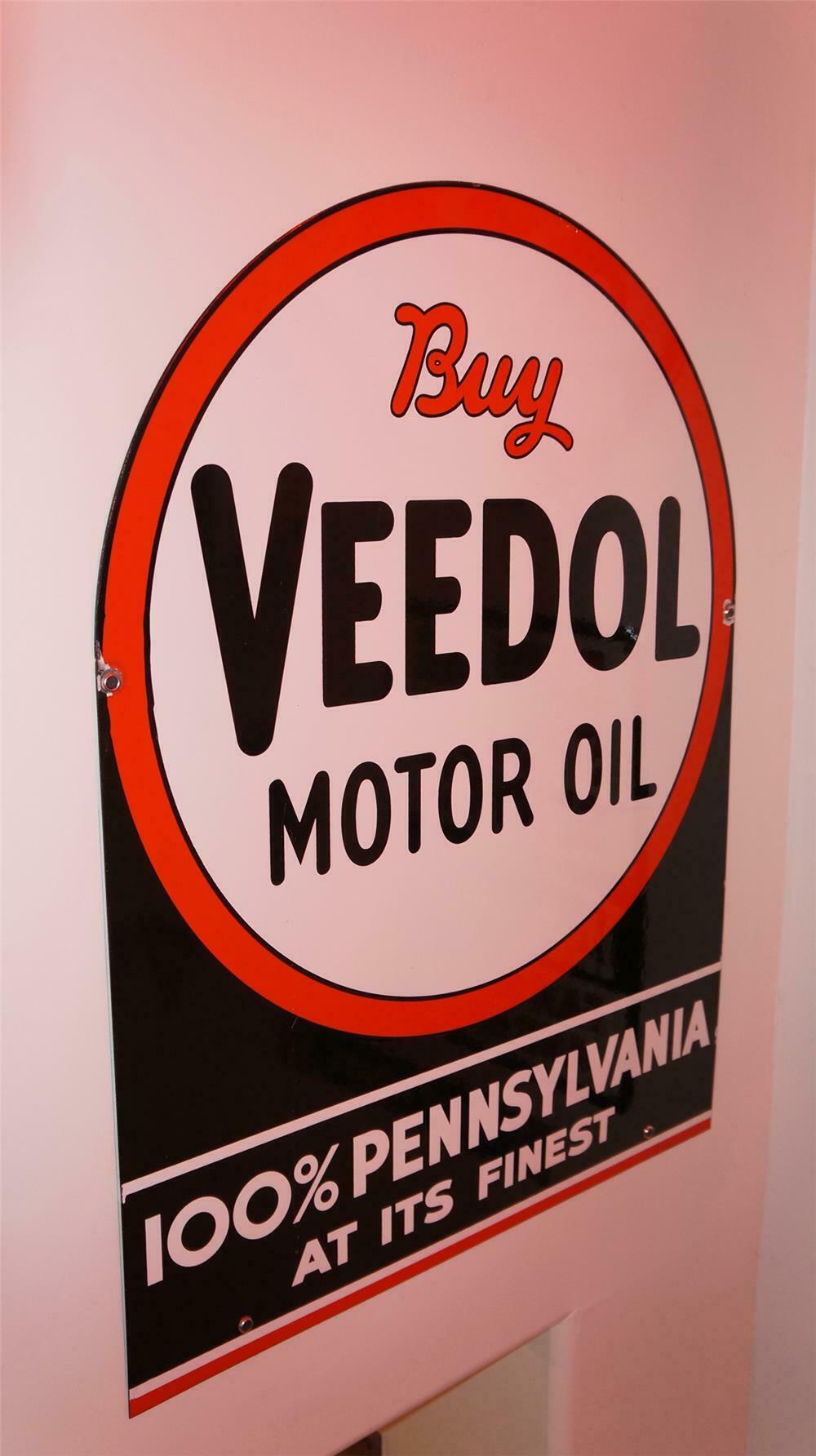 1930's Veedol Motor Oil double-sided porcelain service statio
