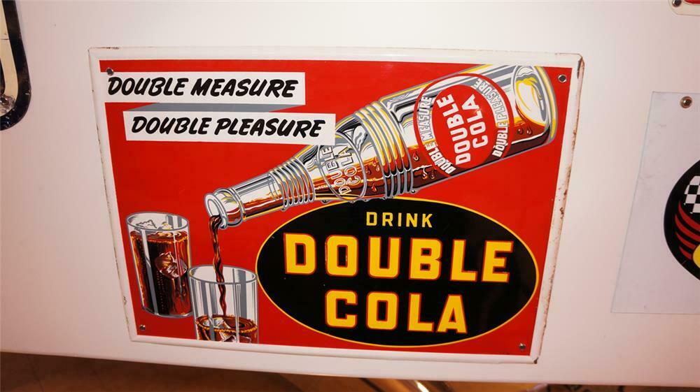 Wonderful N.O.S. 1938 Drink Double-Cola tin sign with bottle