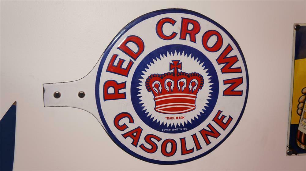 Fantastic 1915 Red Crown Gasoline double-sided porcelain gas