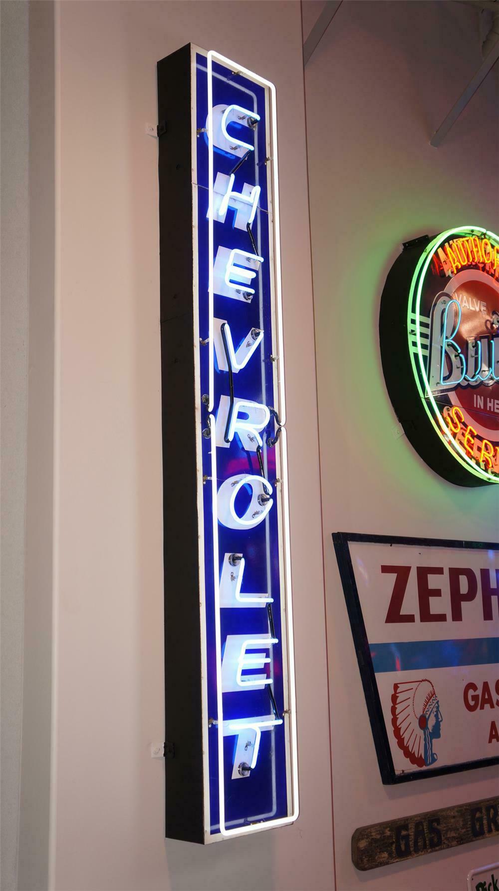 Good looking 1950's Chevrolet Automobiles singe-sided neon po