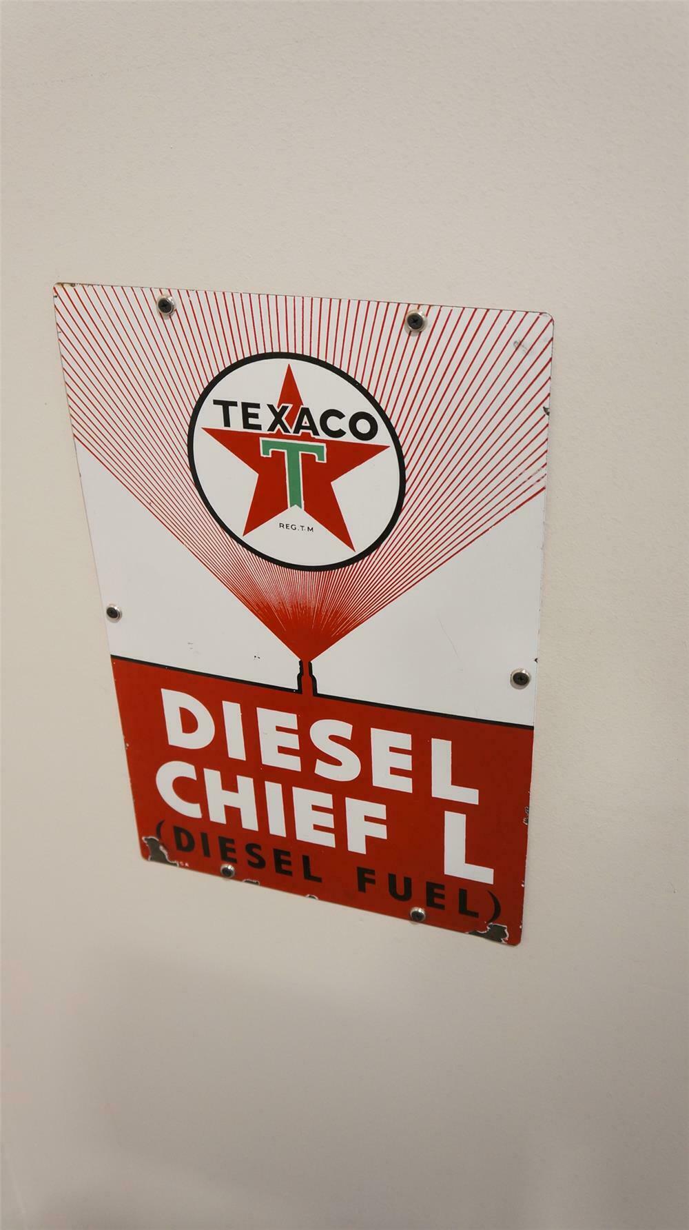 N.O.S. Texaco Diesel Chief 'L' single-sided porcelain pump pl