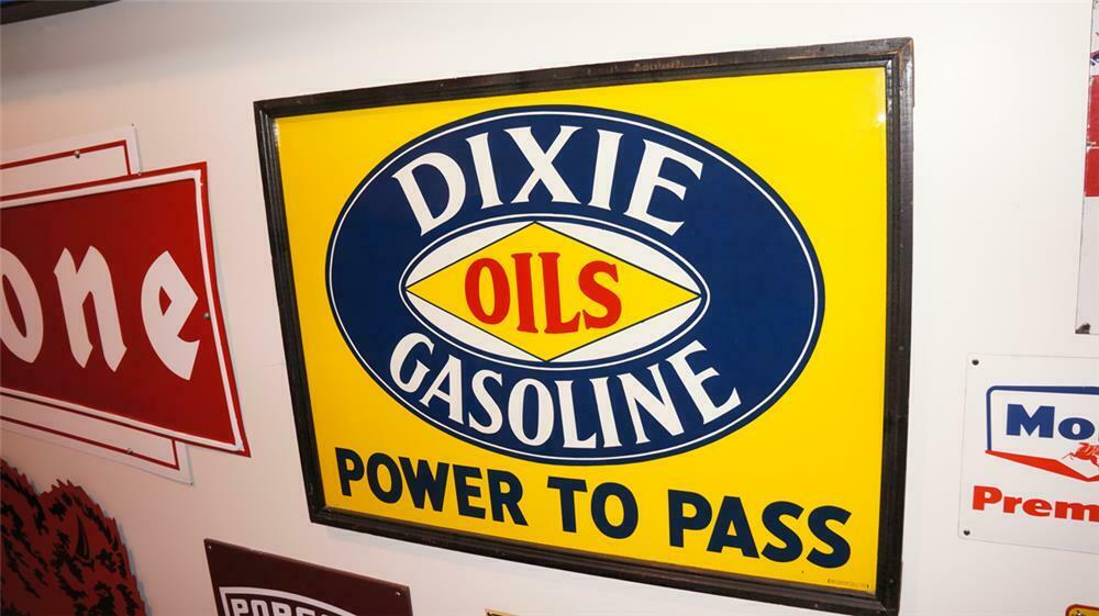 1930's Dixie Oils-Gasoline 'Power to Pass' single-sided tin w