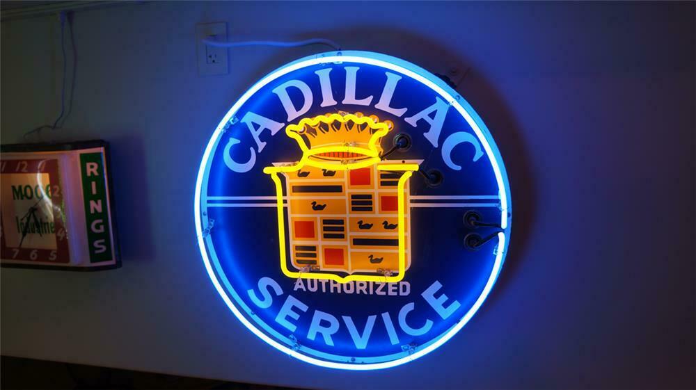 Reproduction Cadillac Service neon/tin sign with Cadillac log