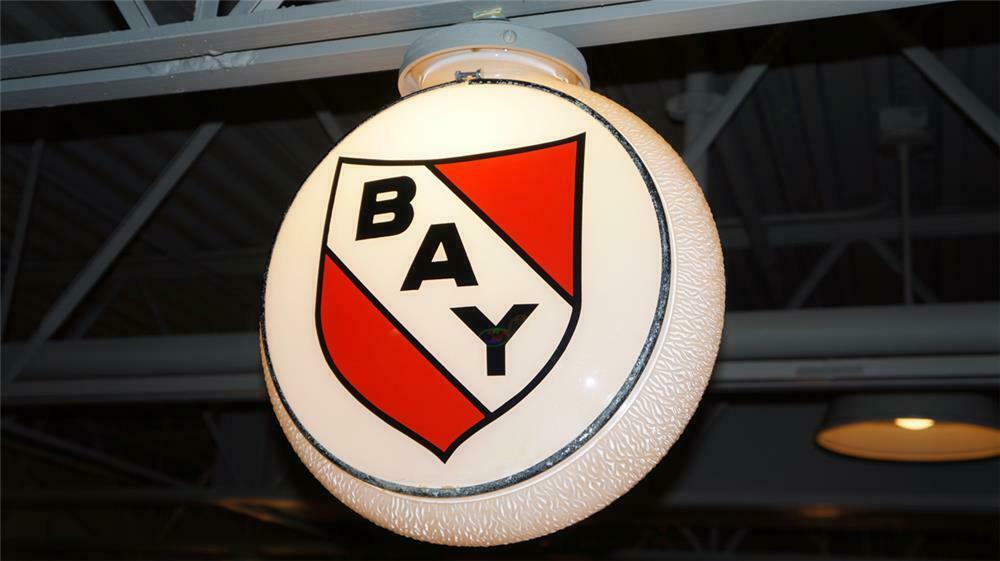 Superlative Bay Gasoline White Ripple bodied glass gas pump g