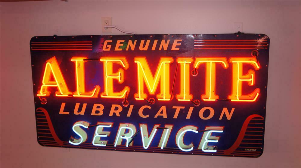1930's Genuine Alemite Lubrication Service single-sided neon