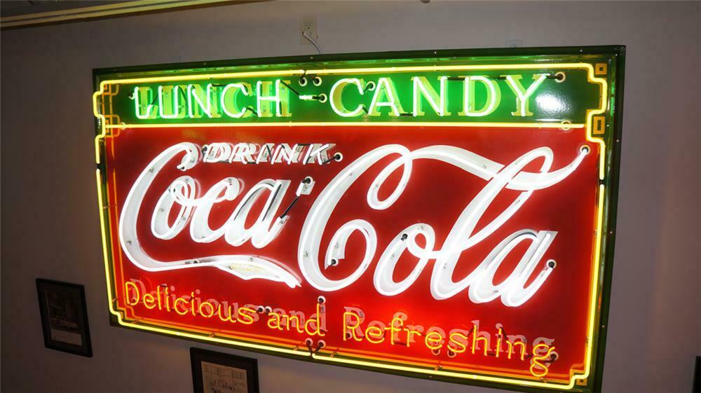 Large 1935 Coca-Cola 'Lunch-Candy' single-sided porcelain wit