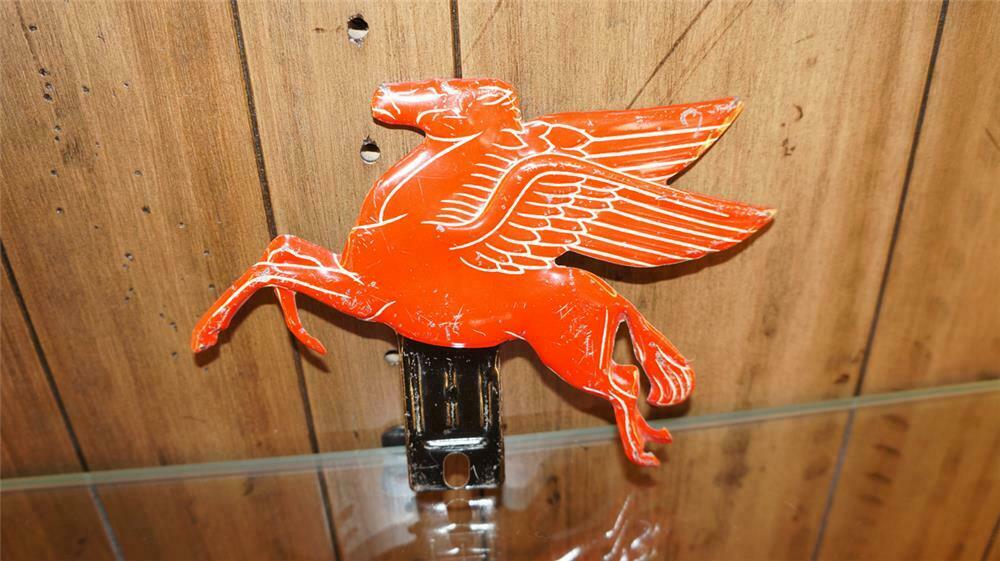 1940's Mobil Oil Pegasus license plate attachment sign.