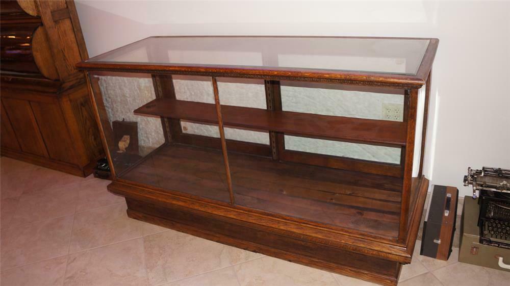 Early Wooden Glass Show Case With Beveled Glass