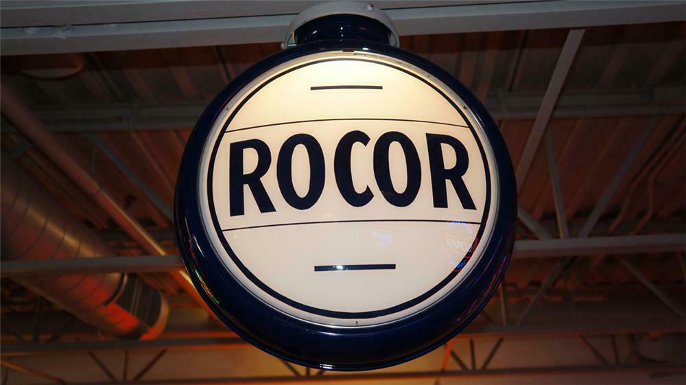 1930's Rocor gas pump globe with repainted metal body.
