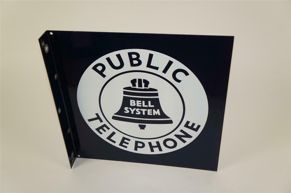 1930's-40's Bell Public Telephone double-sided porcelain sign
