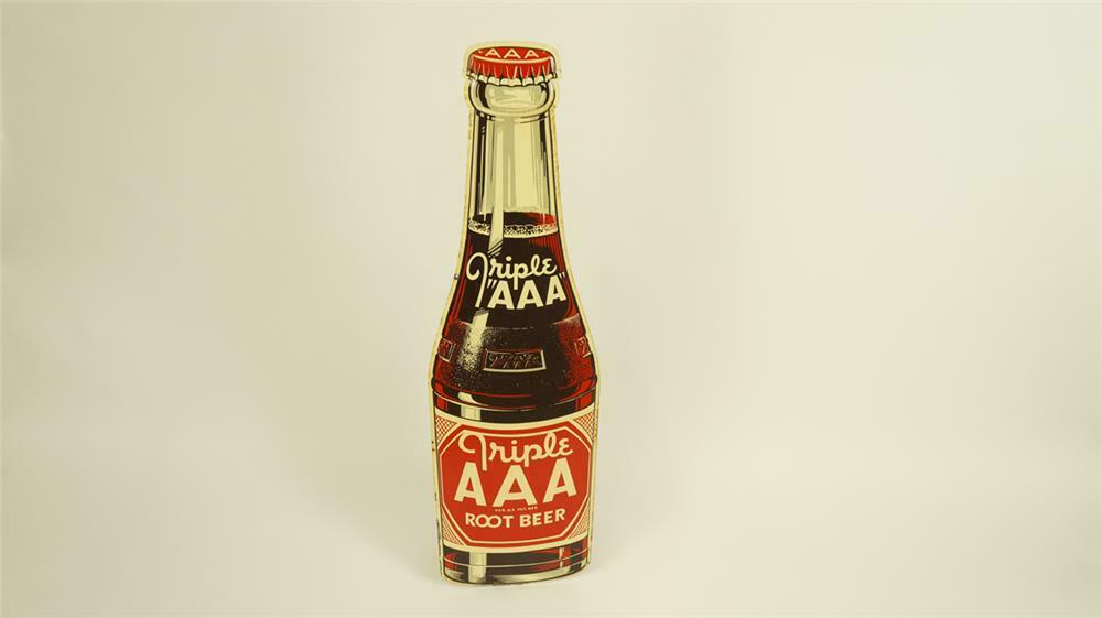 NOS 1948 Triple A Root Beer single-sided die-cut tin bottle s