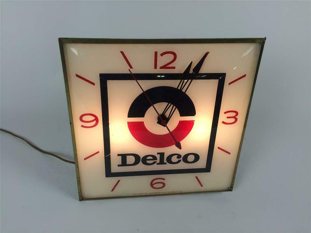 1960's GM Delco glass faced light-up dealership clock by Pam