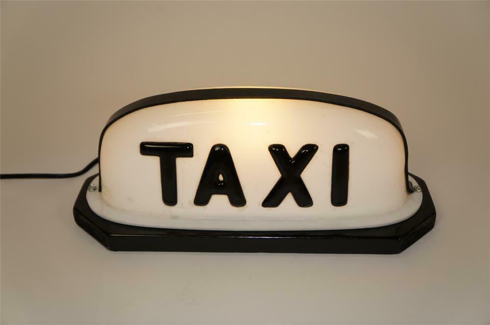 Neat 1950's Taxi Marquee sign displays with lit base.