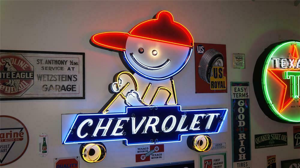 1950's Chevrolet 'Chevy Boy' single-sided neon porcelain deal